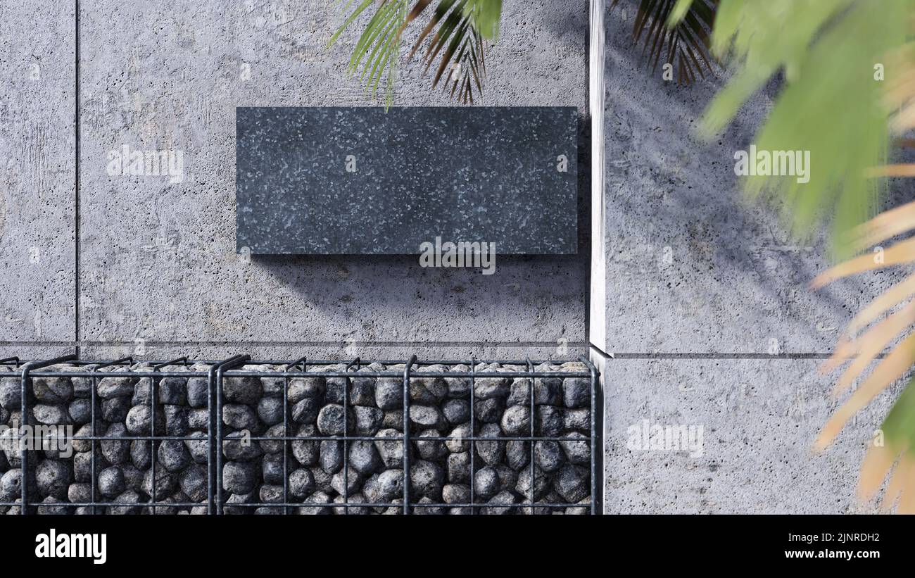 A 3d rendering image of metal blank sign on cracked concrete wall Stock ...