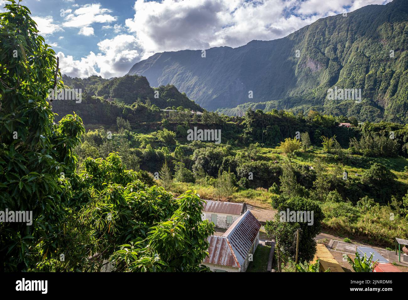 Green mountainous landscape, Réunion island, France Stock Photo - Alamy