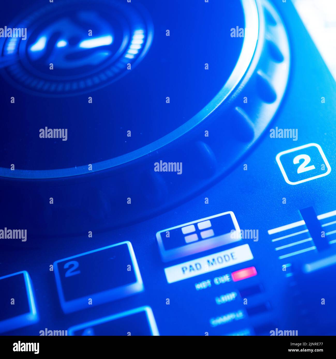 Dj nightclub deejay mixing desk house music on turntables party square ...