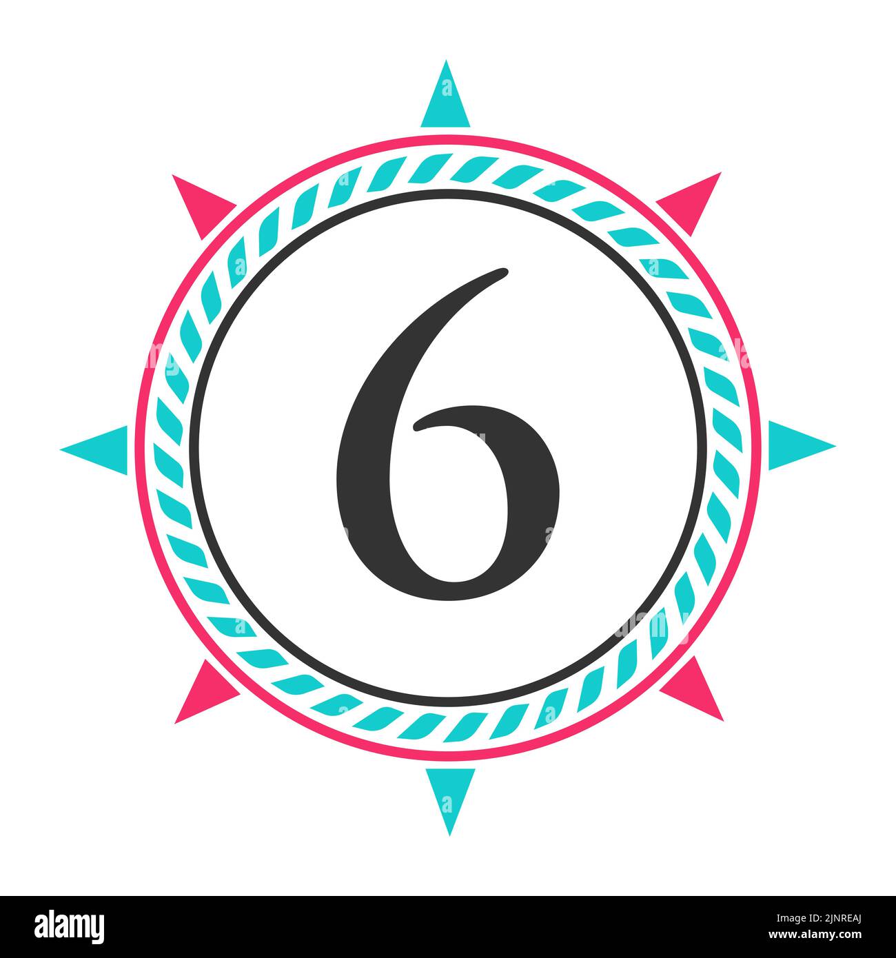 Anchor Logo Design on Letter 6 Template. Marine Retro Element, Super ...