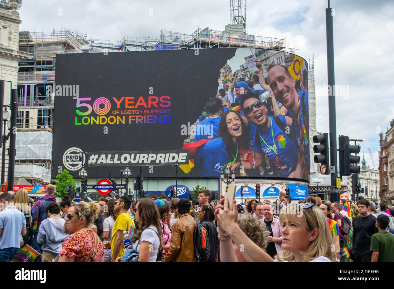 LONDON, ENGLAND- 2nd July 2022: Piccadilly Lights main screen at Pride ...