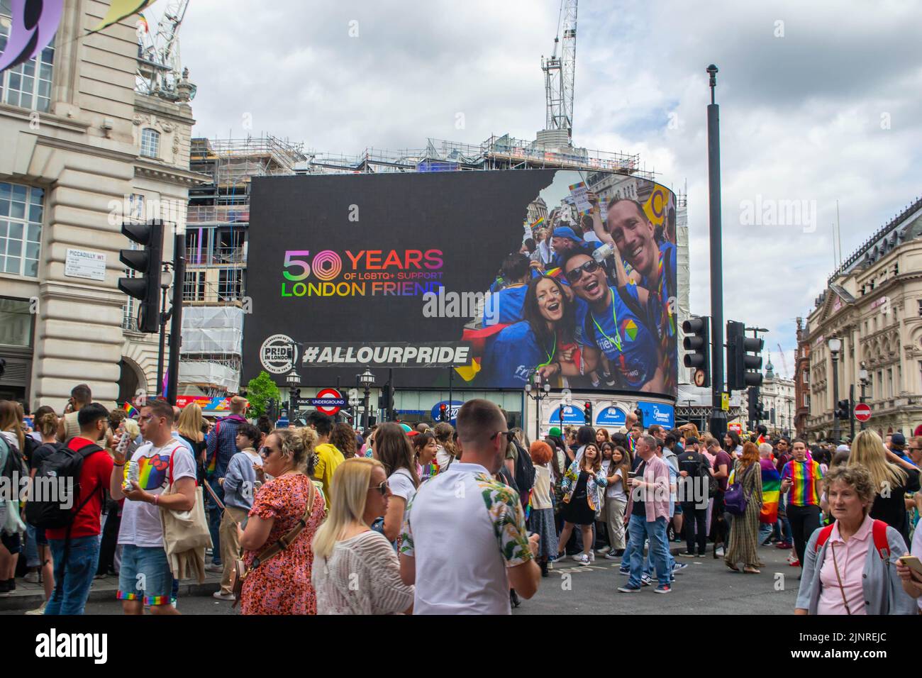 LONDON, ENGLAND- 2nd July 2022: Piccadilly Lights main screen at Pride ...