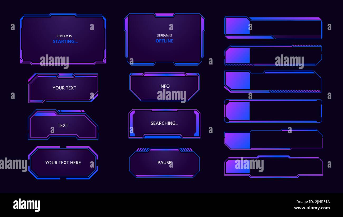 Game panel. Streaming overlay interface elements, futuristic monitor ...