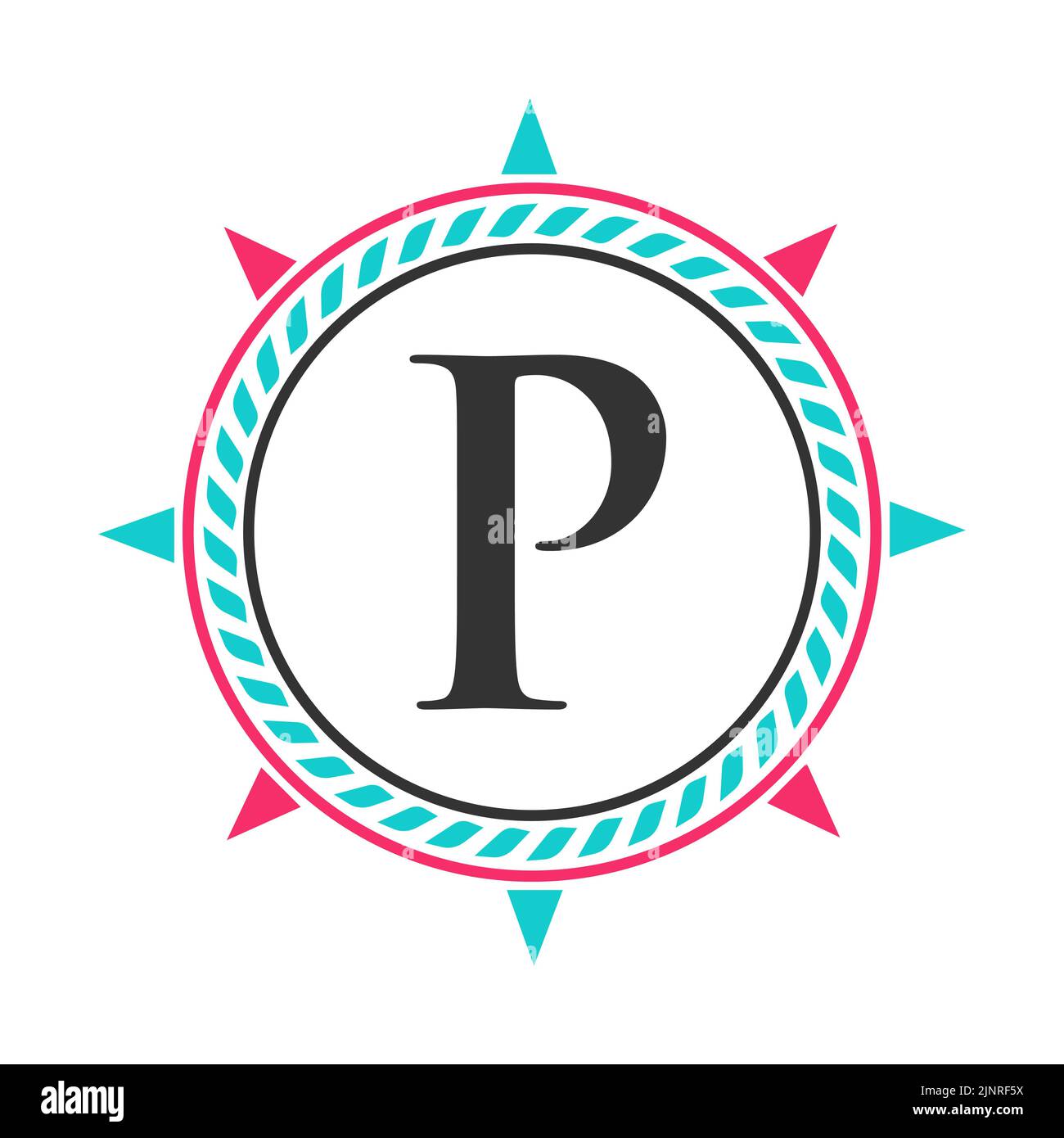 Anchor Logo Design on Letter P Template. Marine Retro Element, Super ...