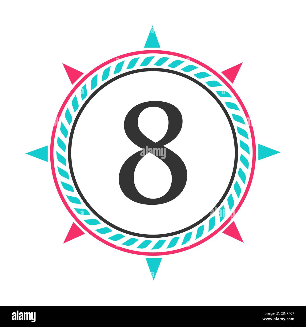 Anchor Logo Design on Letter 8 Template. Marine Retro Element, Super ...