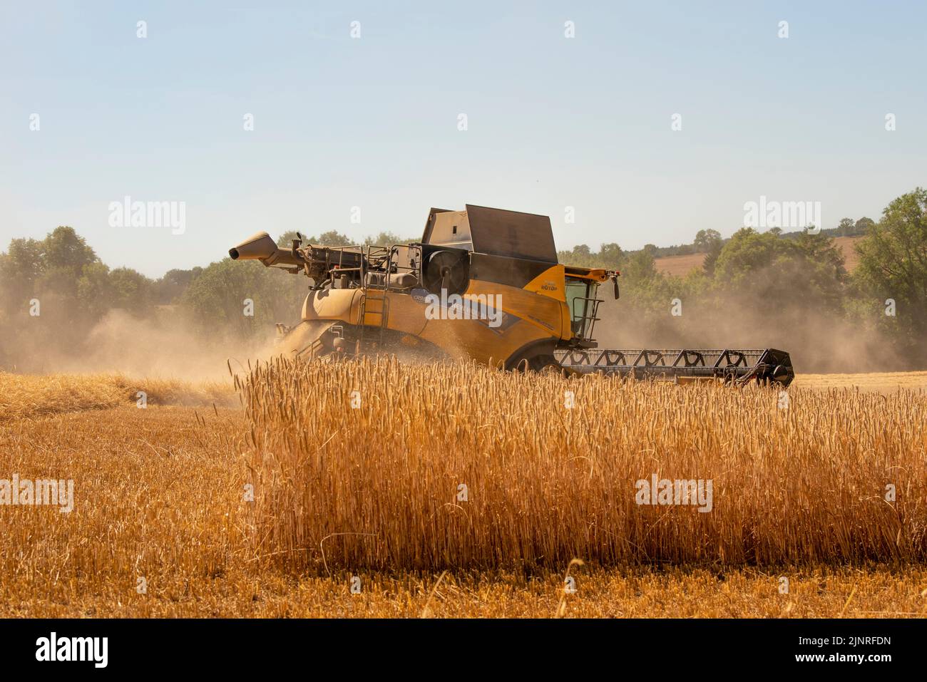 The Cotswolds, Gloucestershire, England, UK. 2022. Combine harvester ...