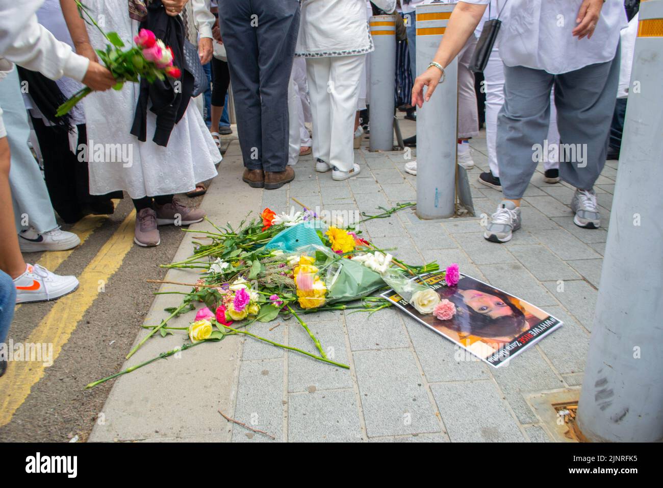 ILFORD, LONDON, ENGLAND- 2nd July 2022: Flowers laid in memory of Zara ...