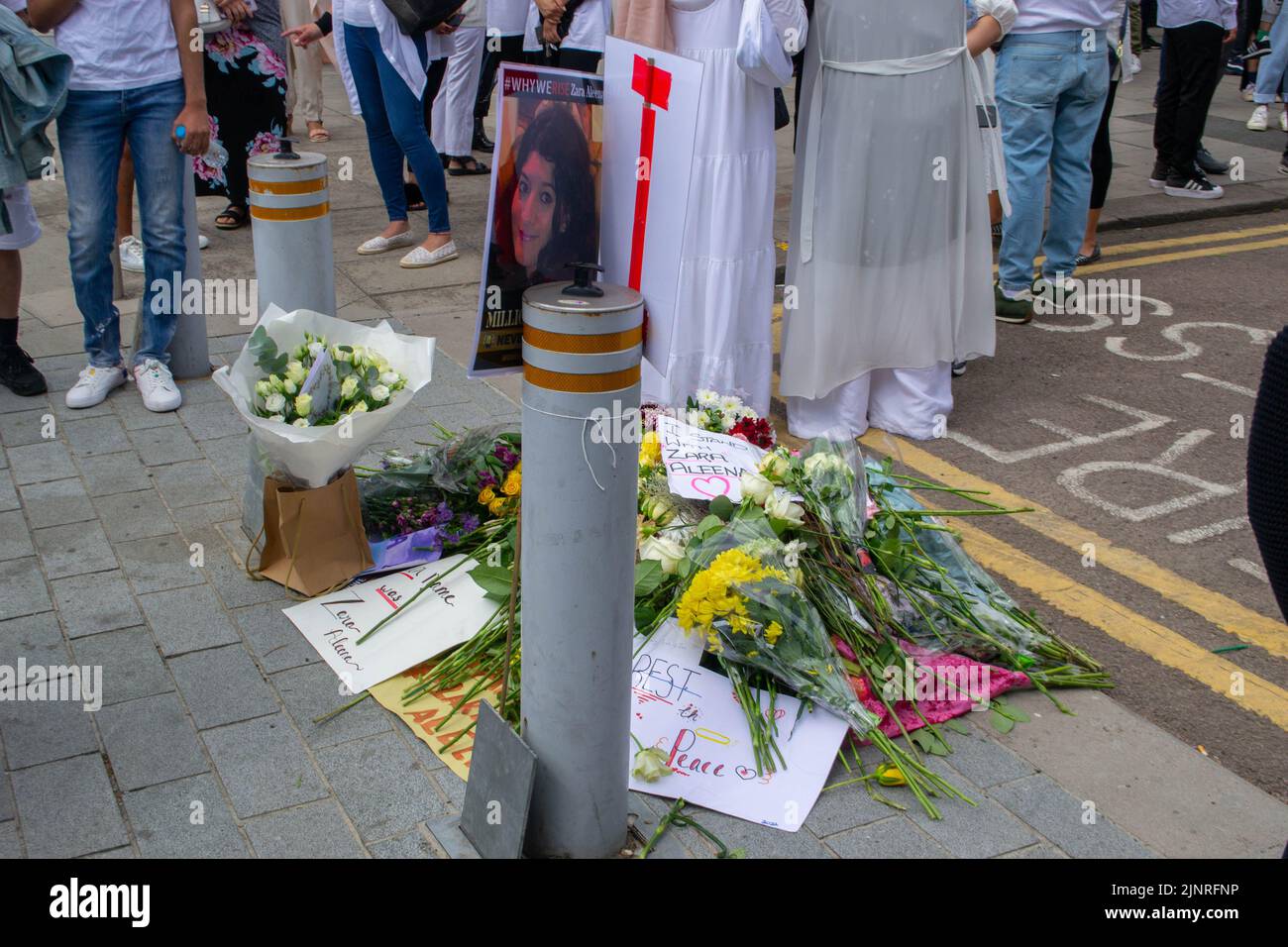 ILFORD, LONDON, ENGLAND- 2nd July 2022: Flowers laid in memory of Zara ...