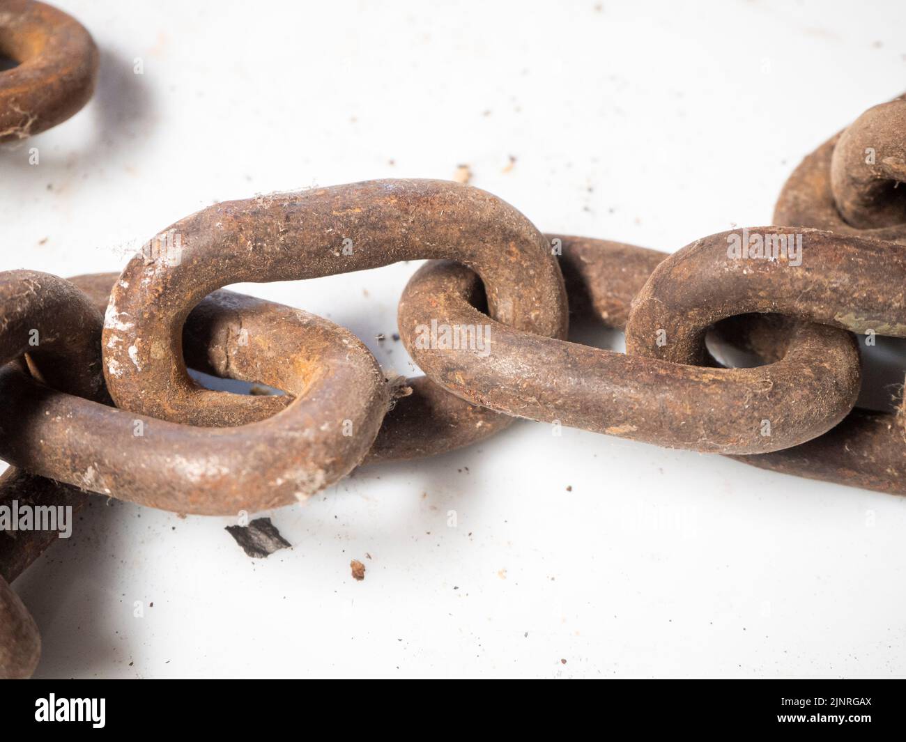 old rusted steel chains. Concept of antiquity and false security Stock ...