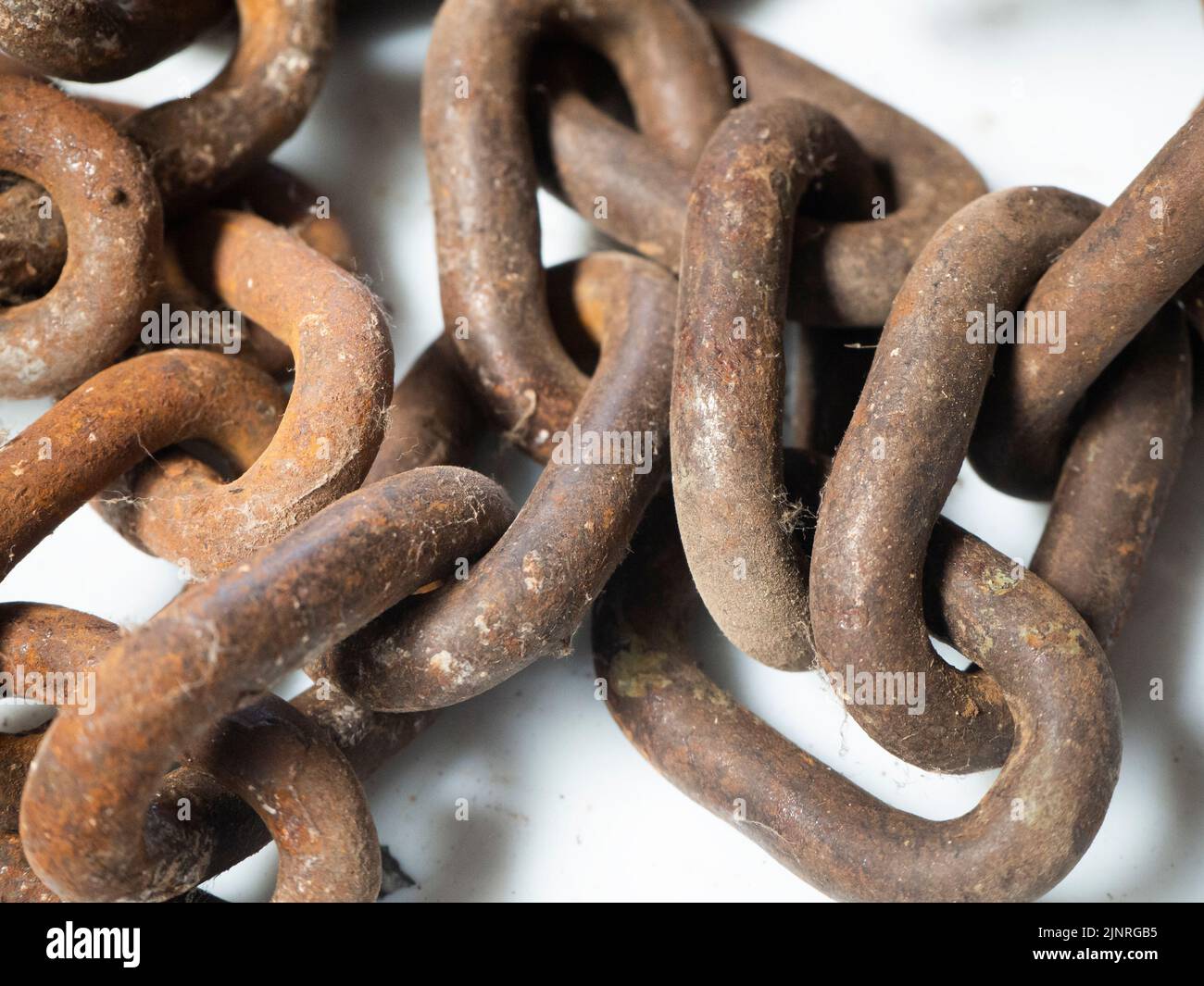 old rusted steel chains. Concept of antiquity and false security Stock ...