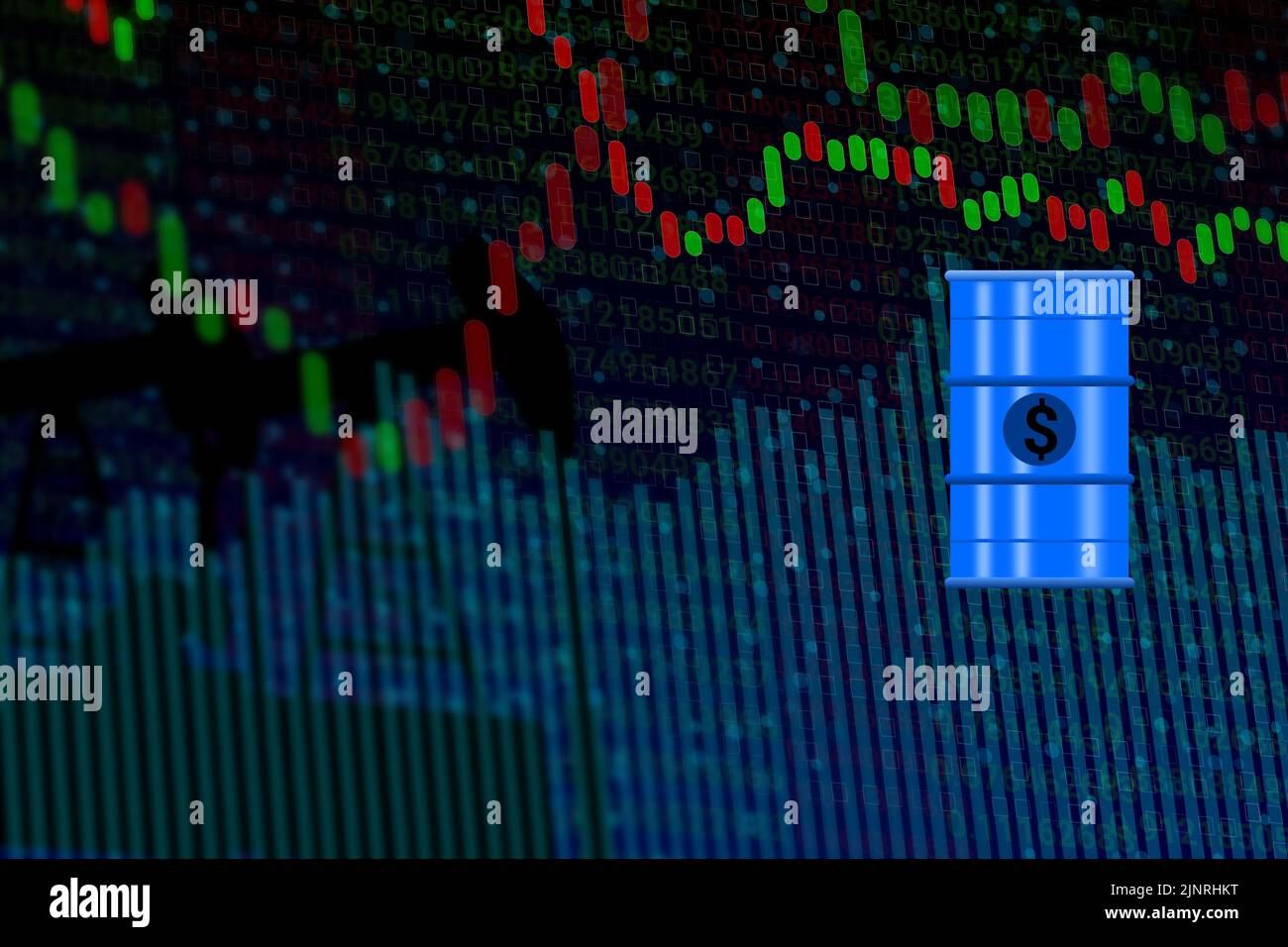 dollar currency symbol on oil container isolated digital on up down ...