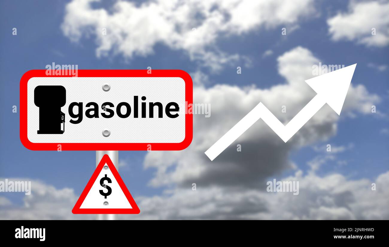gasoline price hike background with sign board and hike price. gasoline ...