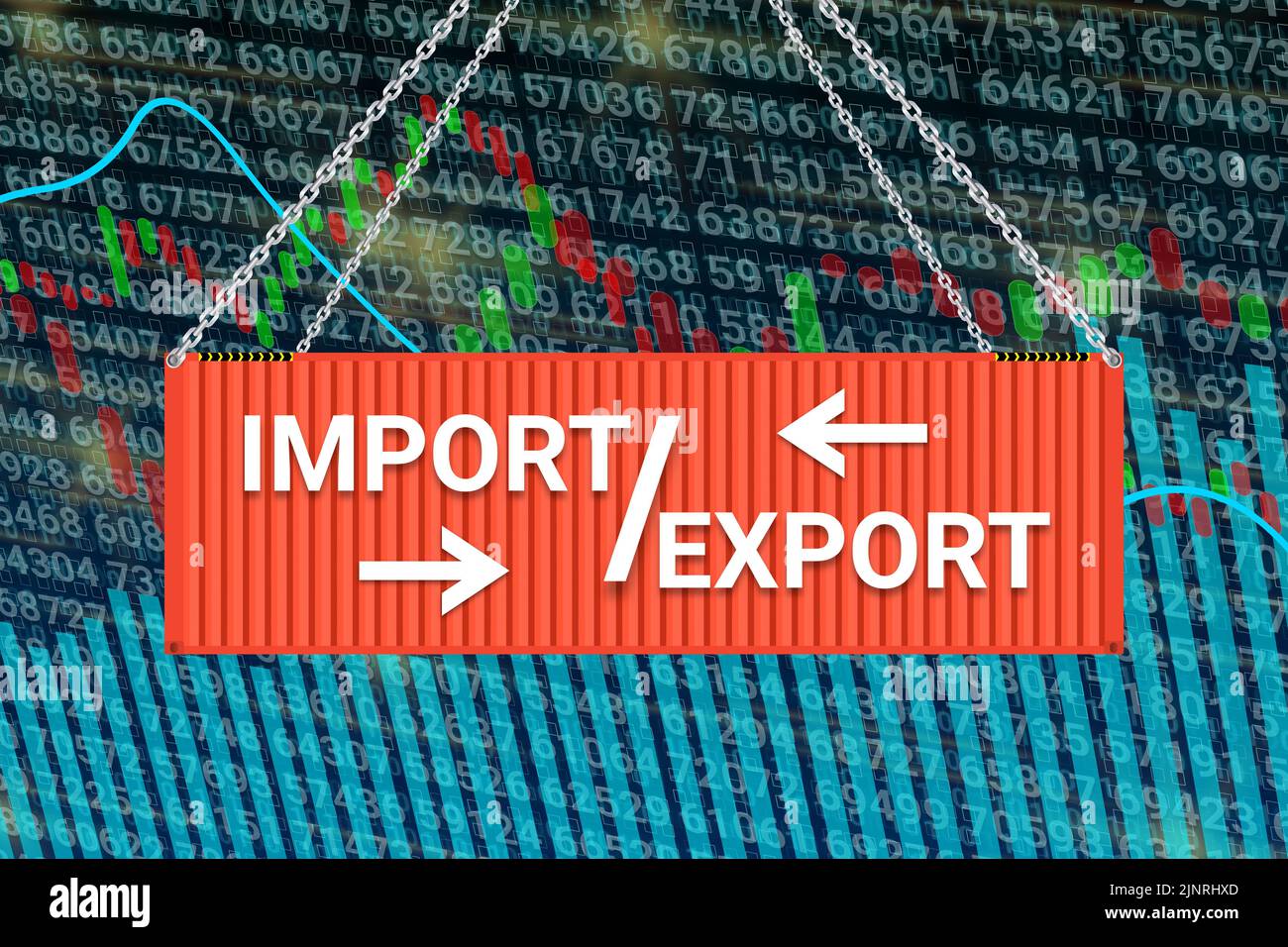 import export business digital background image with up and down graphs. concept showing choice ...