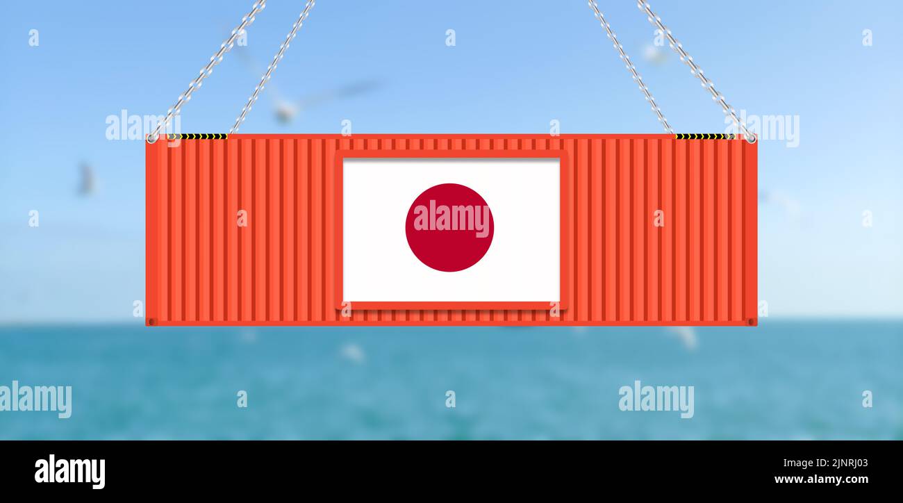 import export business in Japan with Cargo container in blue sky Stock ...