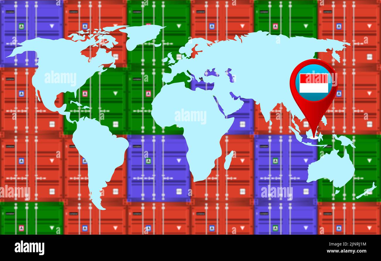 import export business in Indonesia illustration image with location on ...