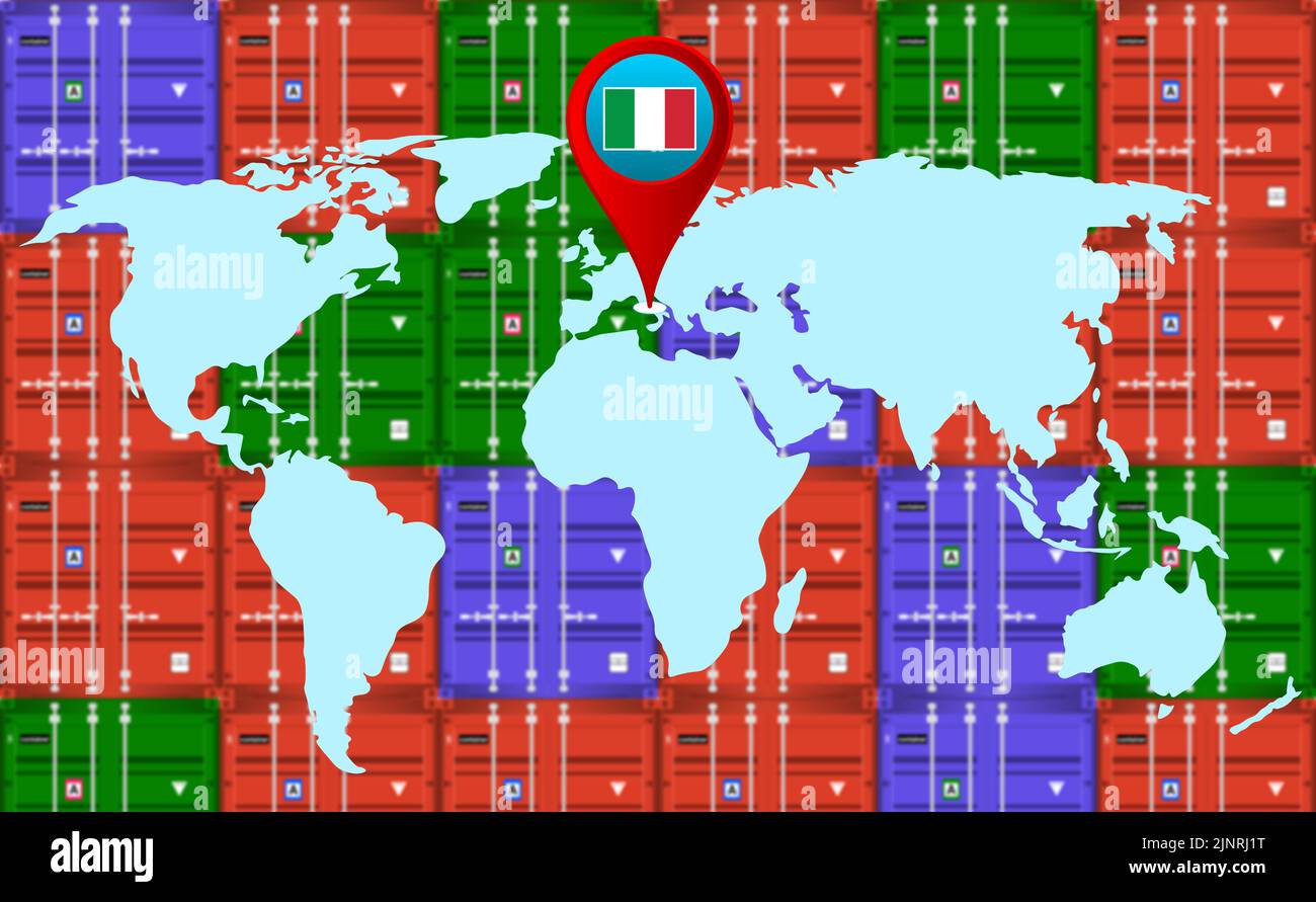 import export business in Italy isolated on blur cargo container ...