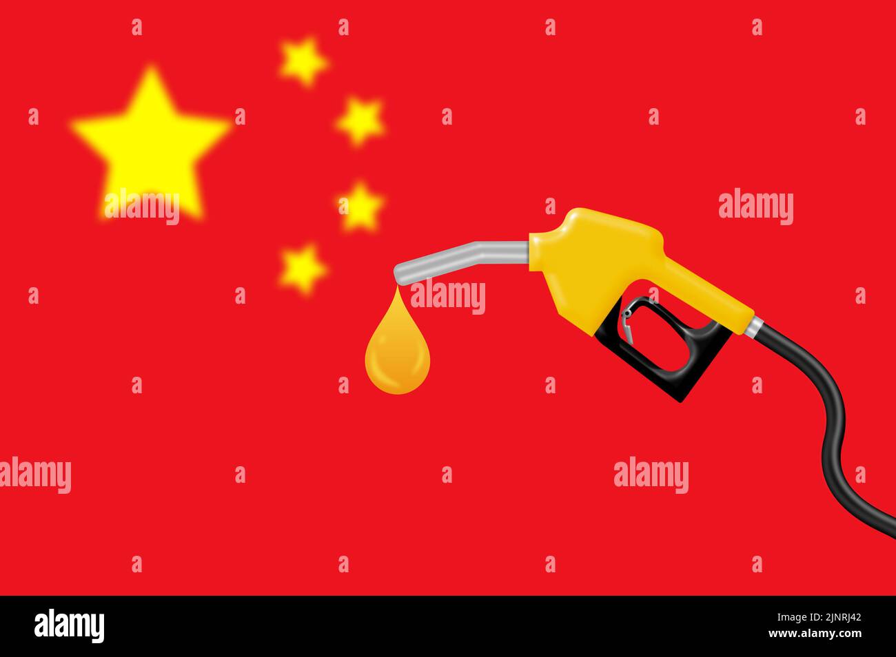 fuel nozzle on blur china Flag with fuel drop. concept for demand and ...