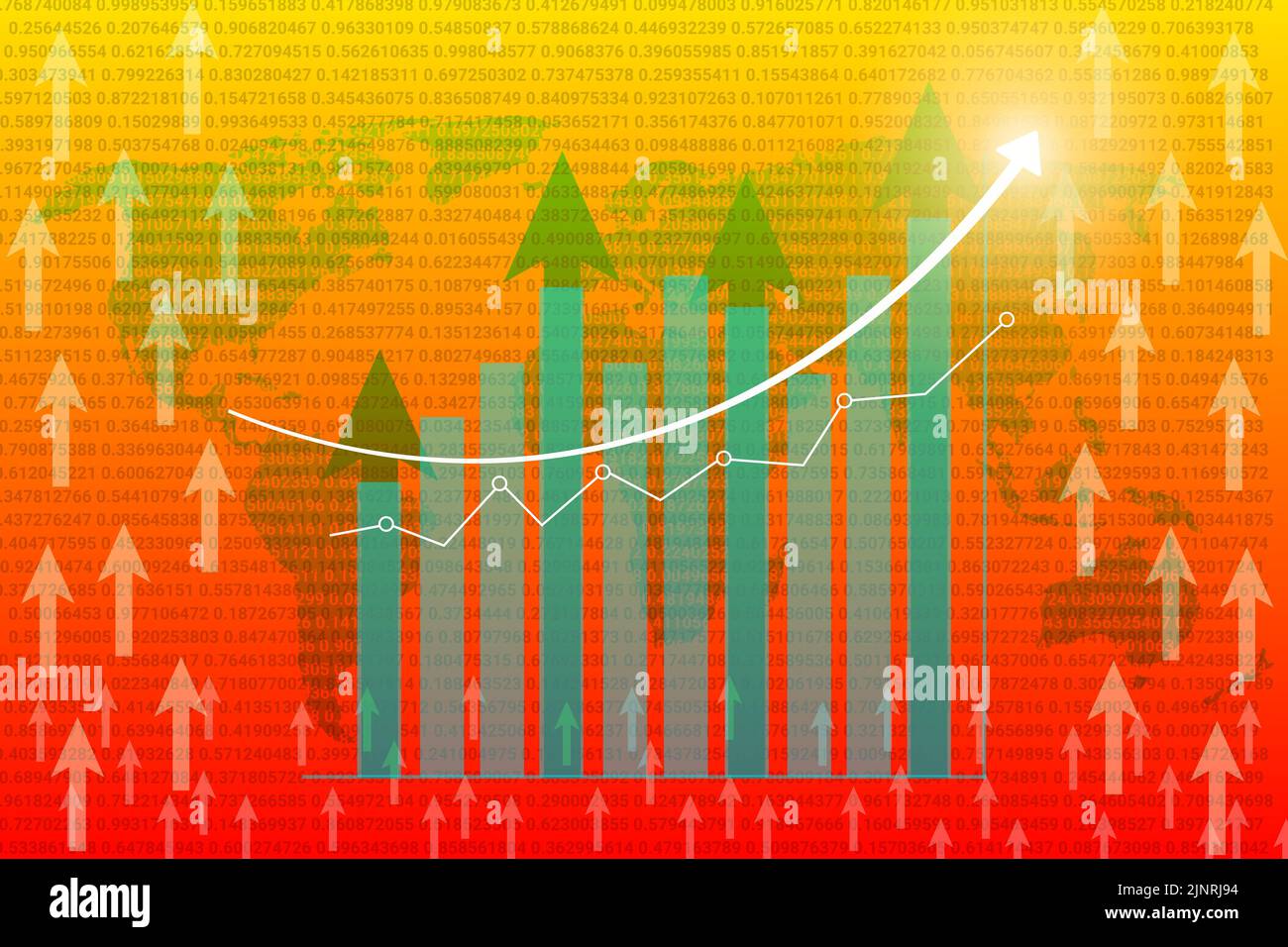price hike graph with numbers and line on world map illustration image ...