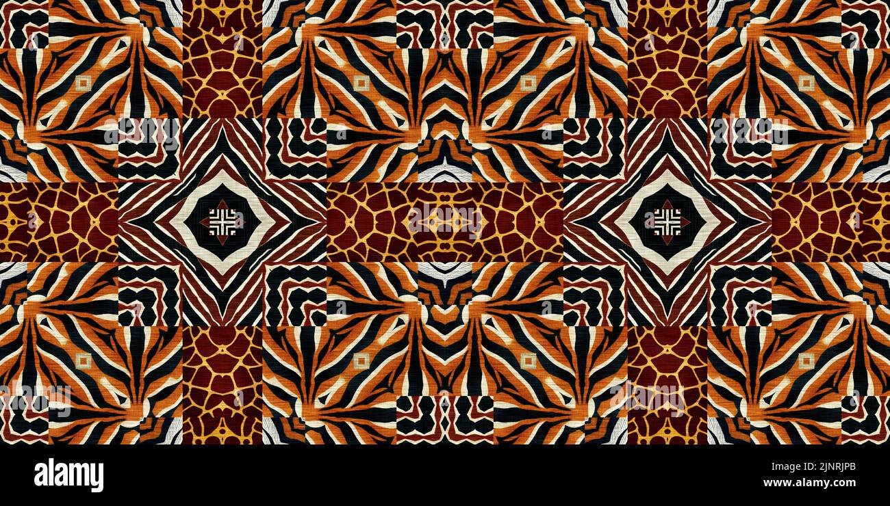 African kente cloth patchwork effect border pattern. Seamless geometric ...