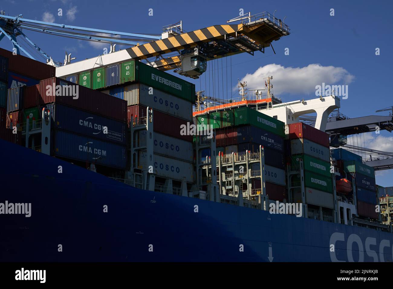 Odessa, Ukraine SIRCA 2019: container ship close - up. Part of large ...