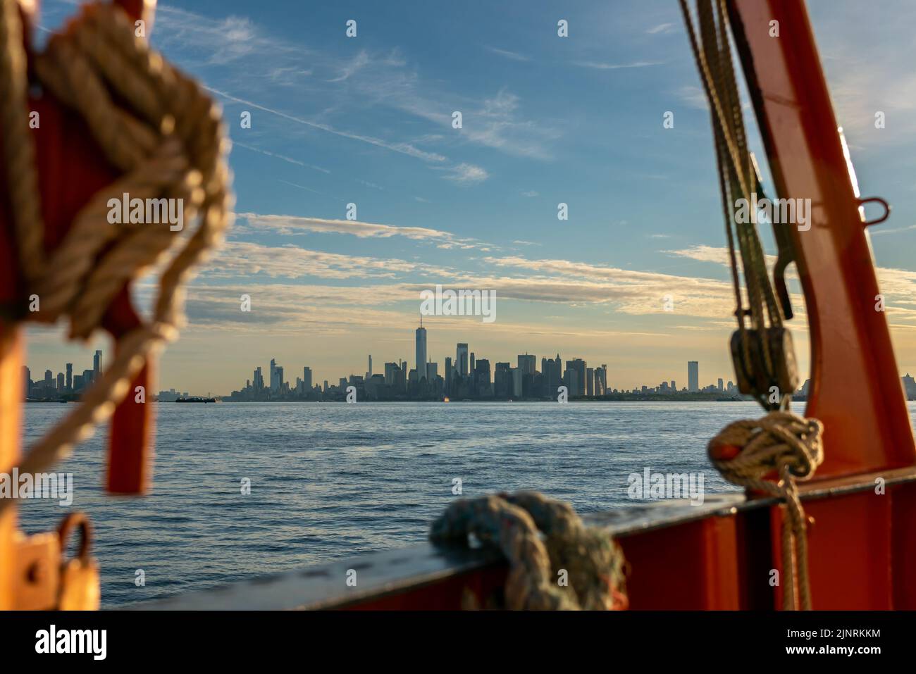 Manhattan Skyline from the Staten Island Ferry Side with Clear Skies ...