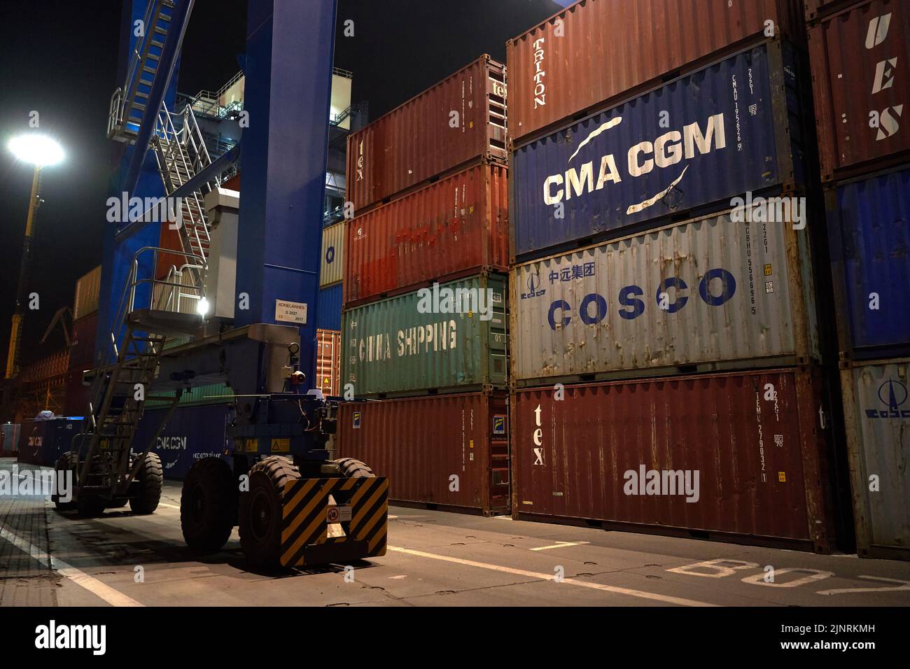 Odessa, Ukraine SIRCA 2019: industrial port with containers. Stacks of ...