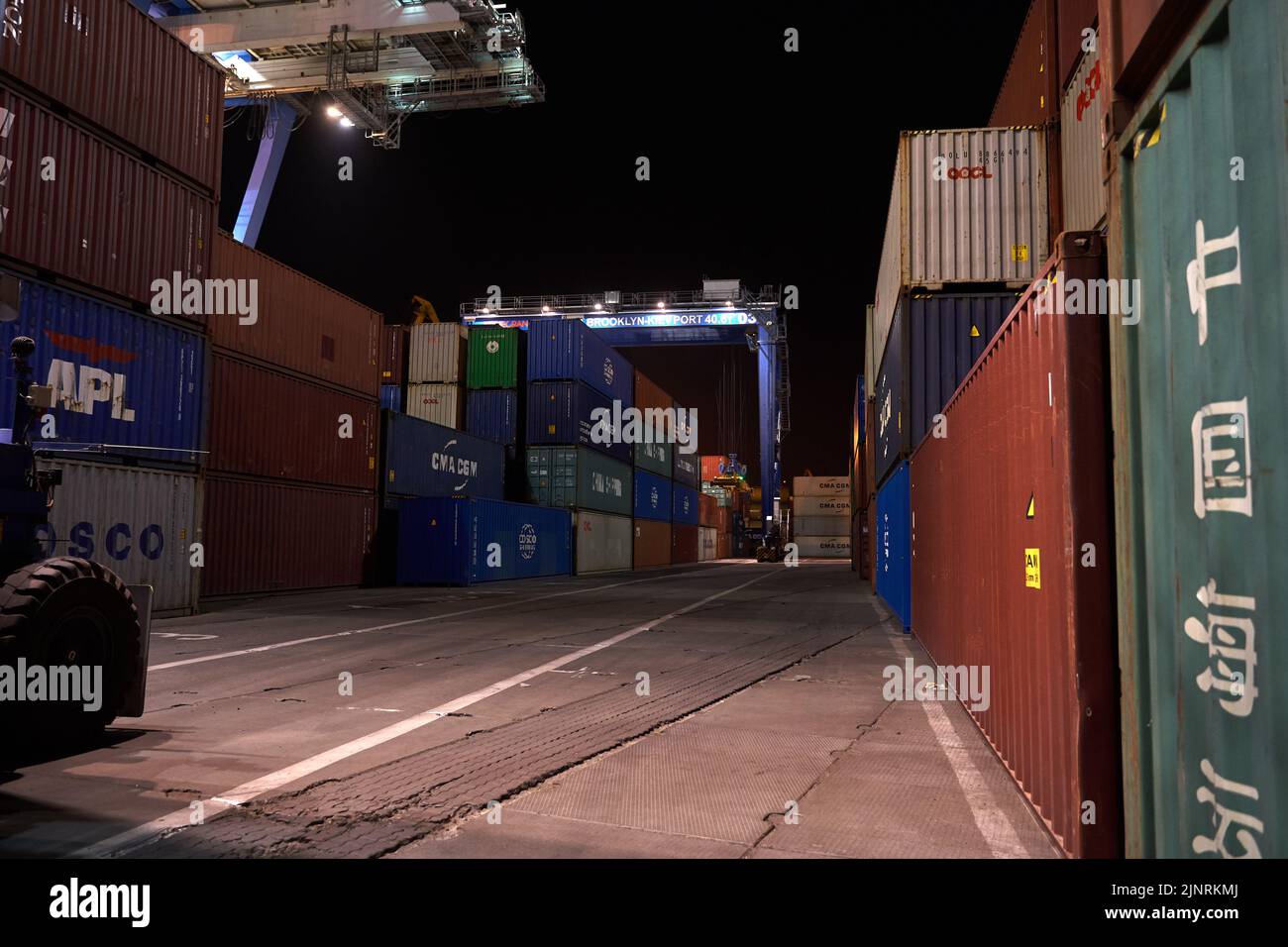 Odessa, Ukraine SIRCA 2019: industrial port with containers. Stacks of ...