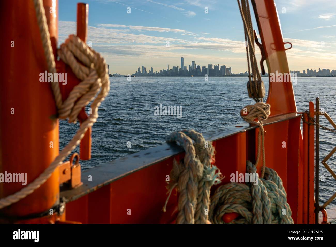 The Manhattan Island Skyline in the background from the rear of the ...