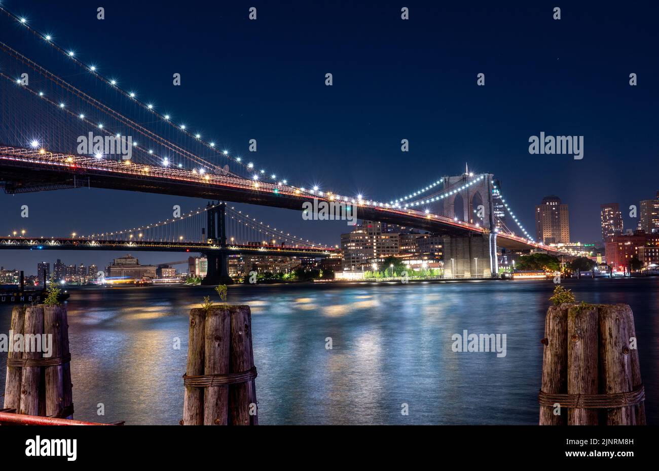 View of the Brooklyn Brdige At Dusk From Pier Stock Photo - Alamy