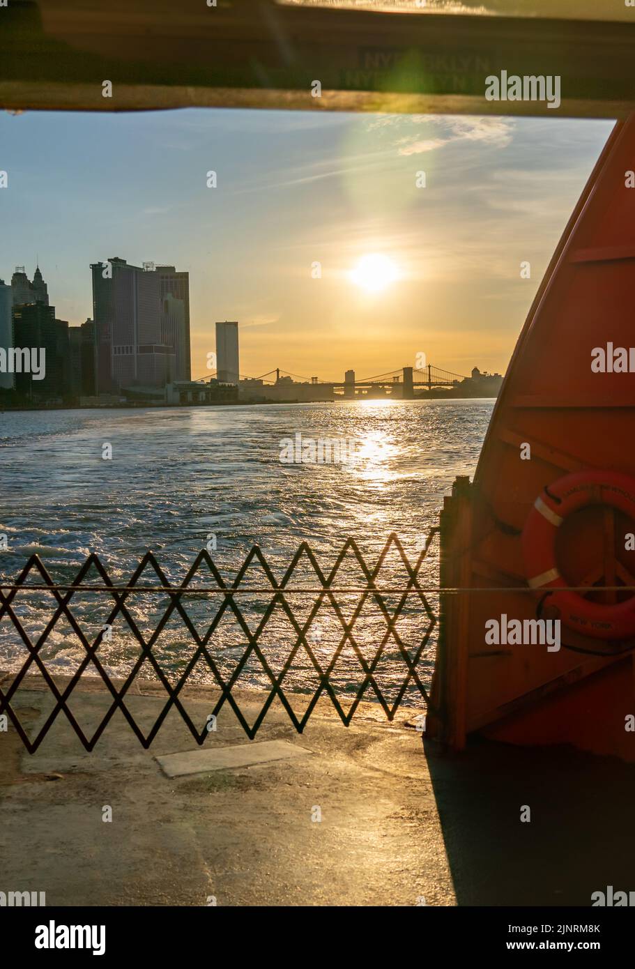 View of the Brooklyn Bridge from the Rear Deck of the Staten Island ...