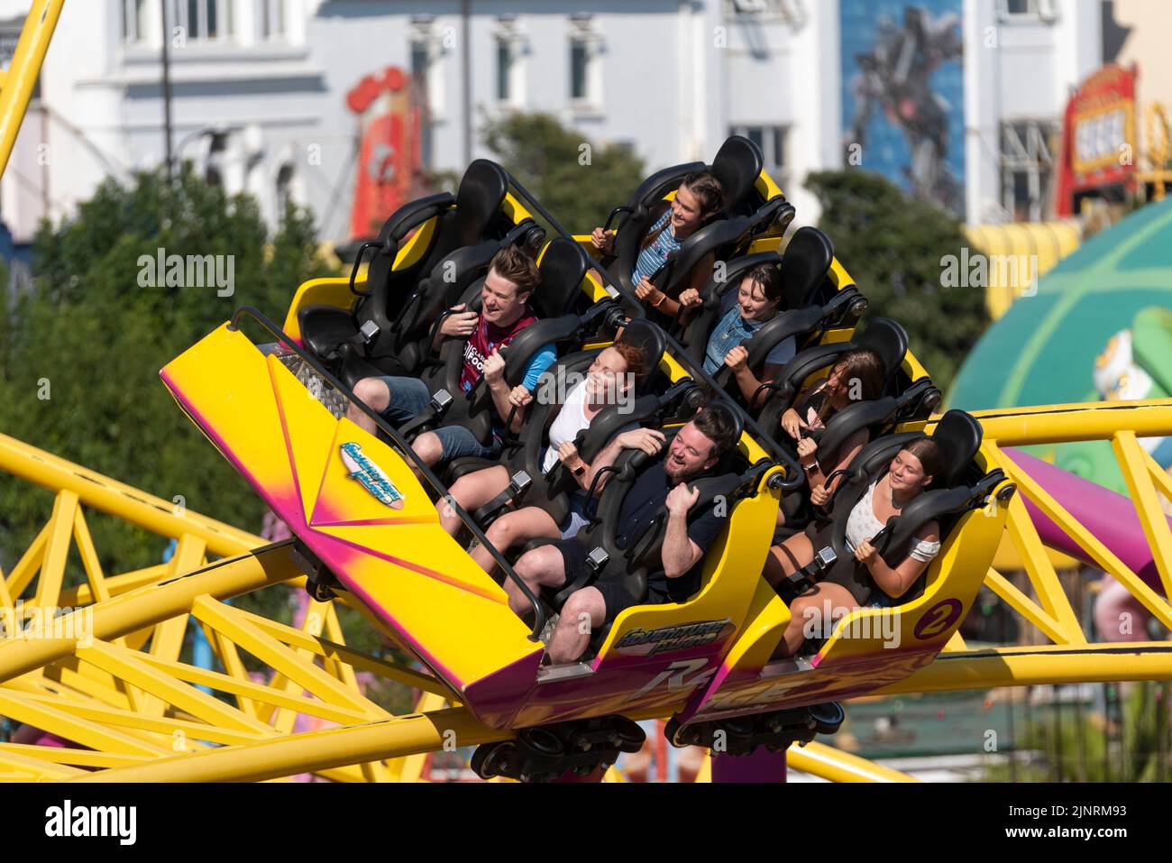 People on the Rage roller coaster thrill ride of Adventure Island in ...