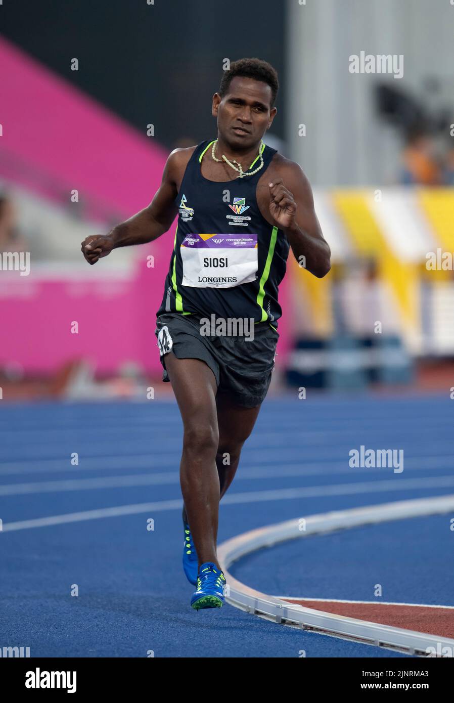 Rosefelo Siosi of the Solomon Islands competing in the men’s 5000m ...
