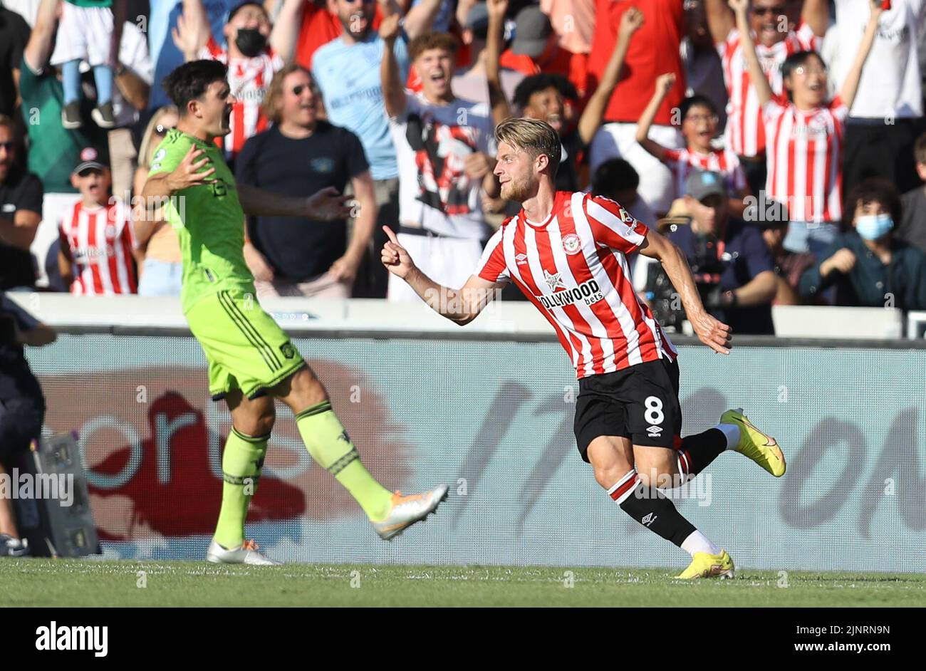 London, England, 13th August 2022. Mathias Jensen of Brentford ...