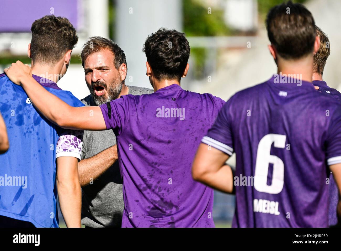 Beerschot's head coach Andreas Wieland celebrates after winning a ...