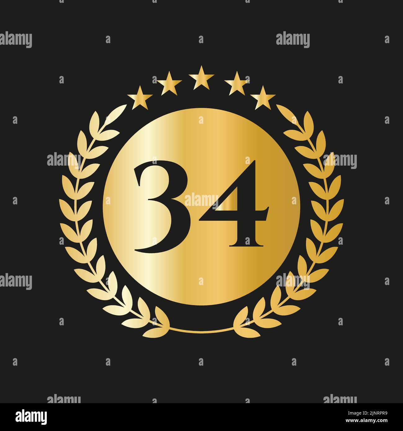 34 Years Anniversary Celebration Icon Vector Logo Design Template With ...