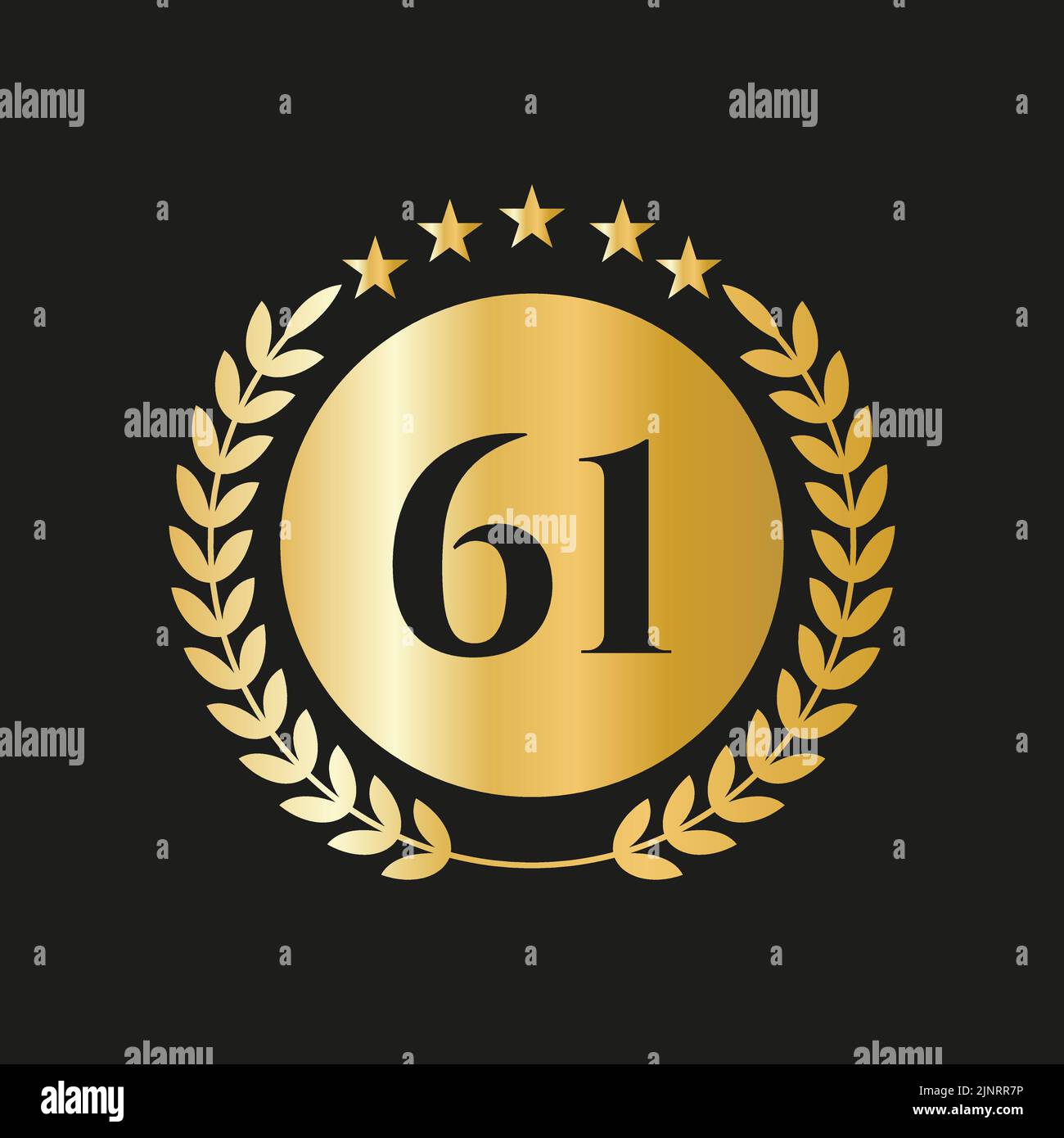 61 Years Anniversary Celebration Icon Vector Logo Design Template With Golden Concept Stock ...