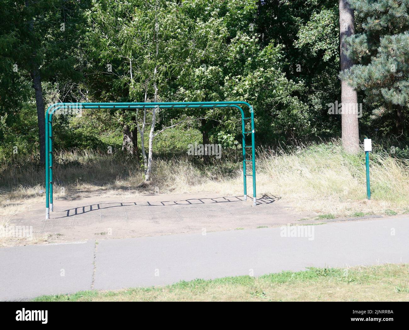 Public exercise equipment, Bute Park, Cardiff, South Wales, UK. Summer ...