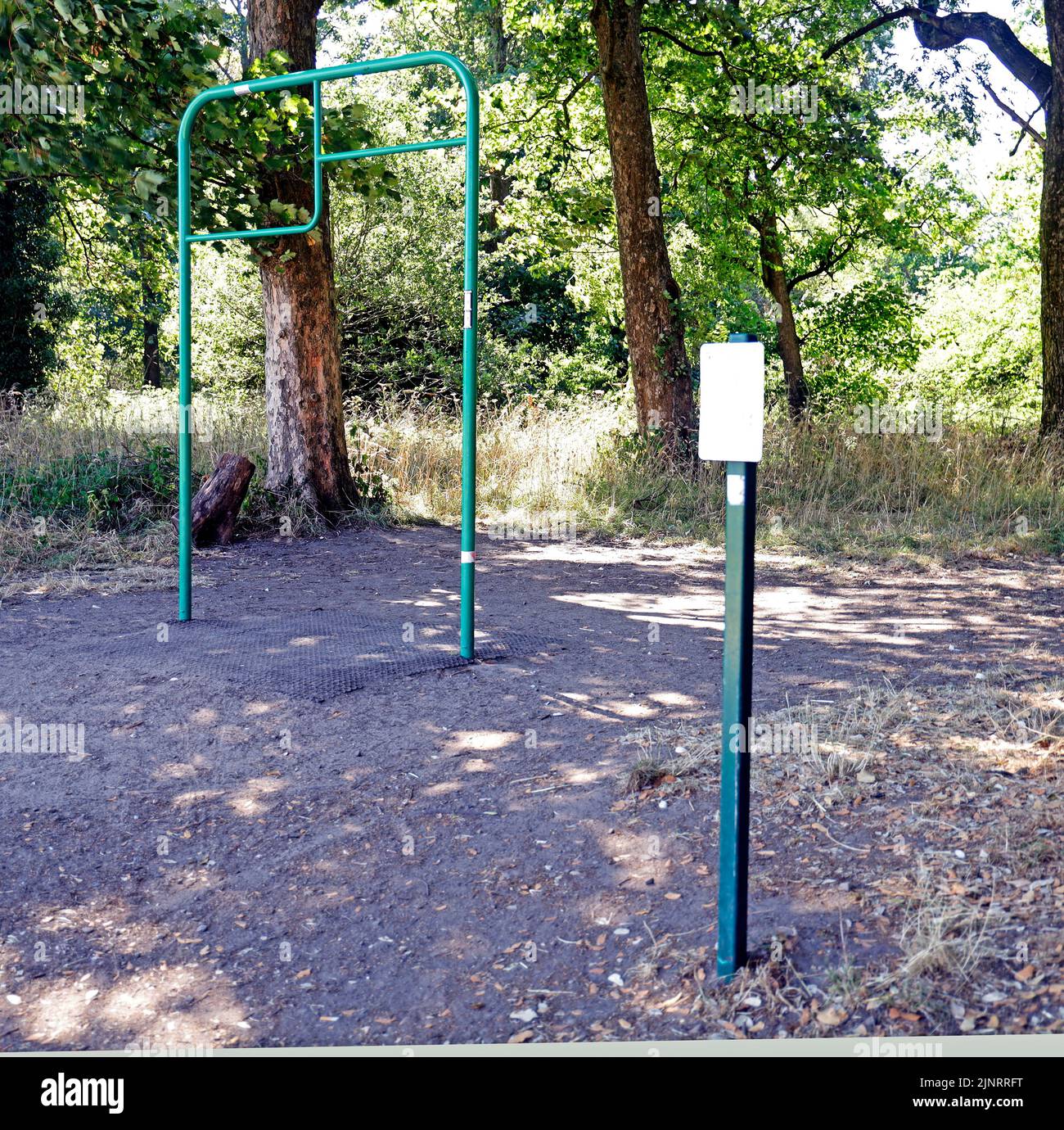 Public exercise equipment, Bute Park, Cardiff, South Wales, UK. Summer ...