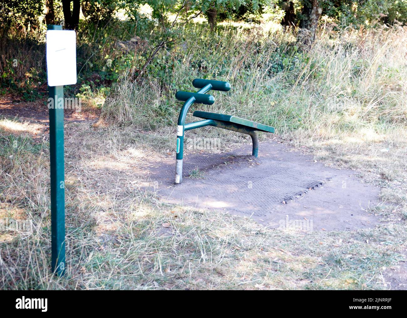 Public exercise equipment, Bute Park, Cardiff, South Wales, UK. Summer ...
