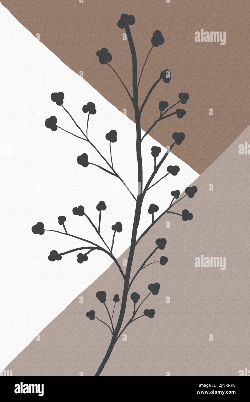 Abstract modern gray beige floral. Organic bohemian wall art poster for ...