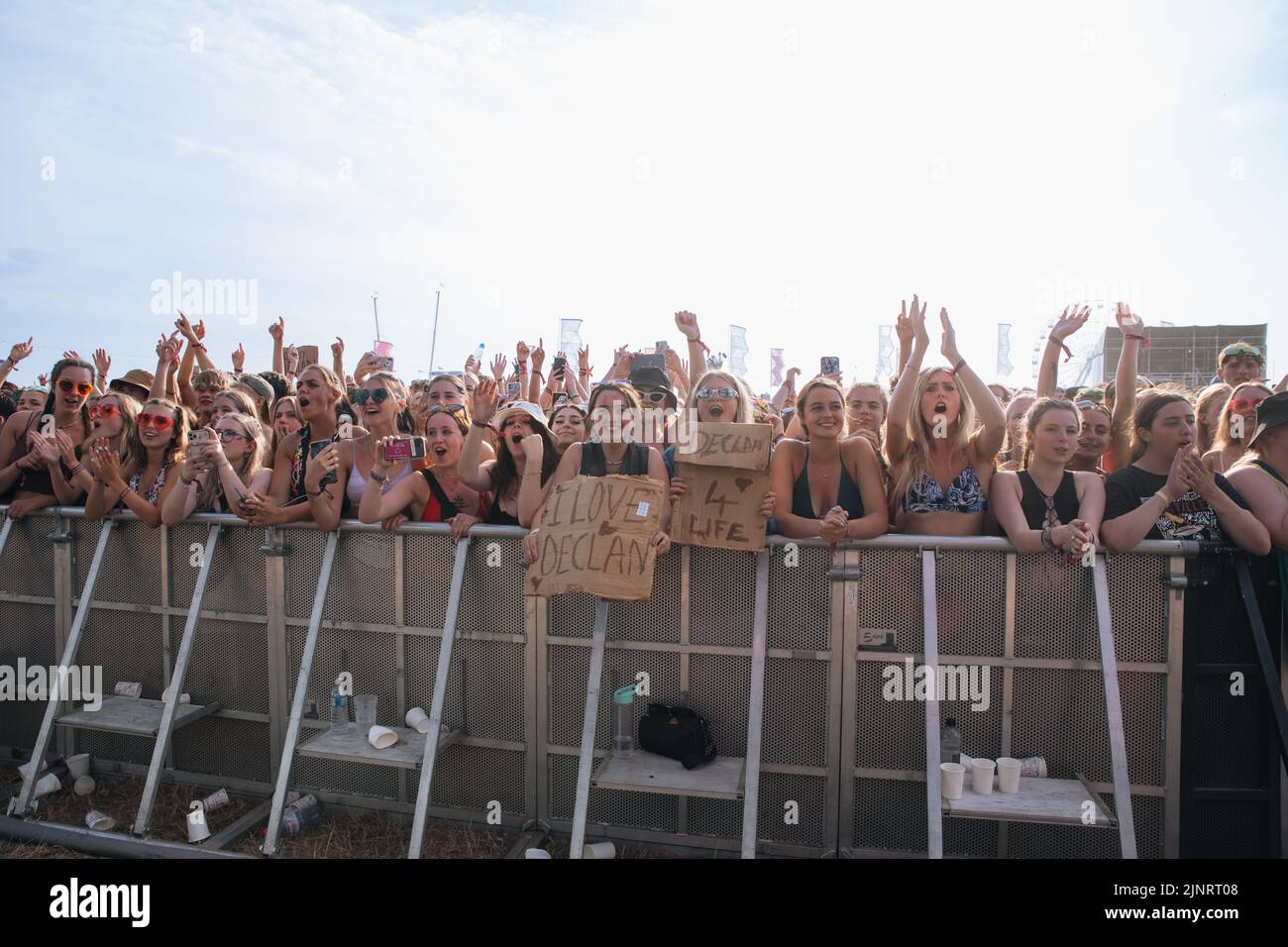 Newquay, Cornwall, UK. 13th August, 2022. Main stage crowd at ...