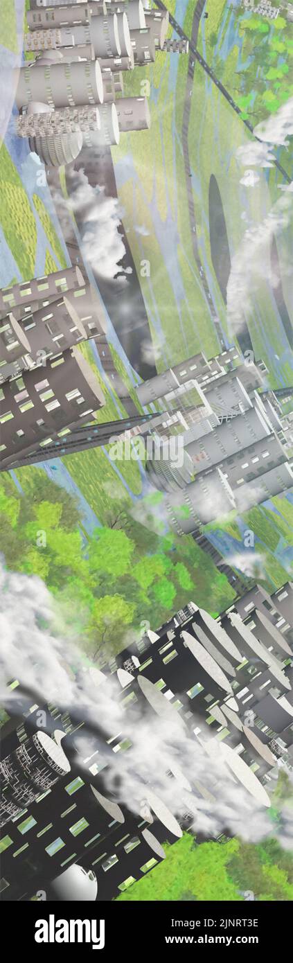 Inter Galactic Space Colony Ship Interior. 3D rendering Stock Photo - Alamy