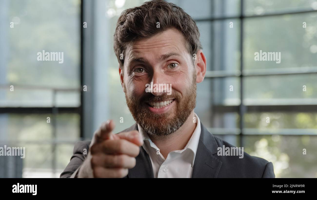 Confident 40s Caucasian happy smiling leader man boss leader HR manager ...