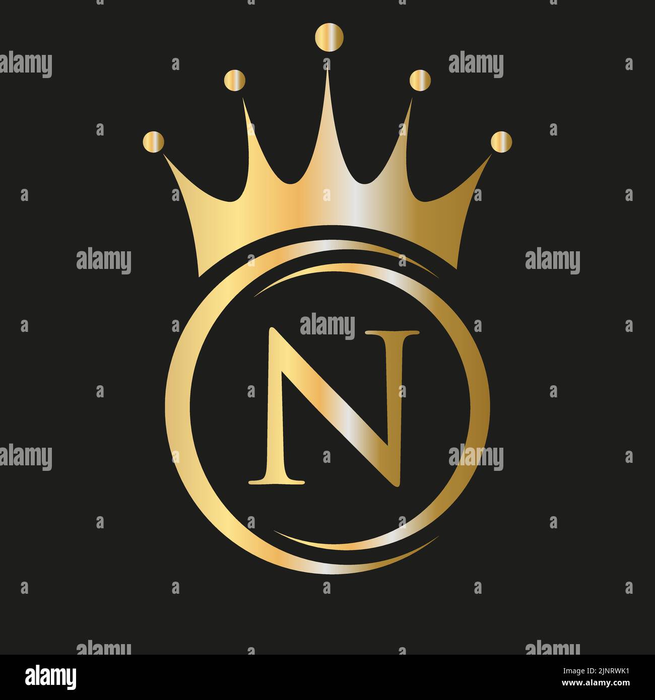 Letter N Crown Logo. Royal Crown Logo for Spa, Yoga, Beauty, Fashion ...