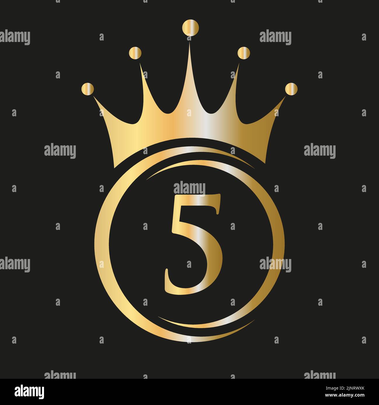 Letter 5 Crown Logo. Royal Crown Logo for Spa, Yoga, Beauty, Fashion ...