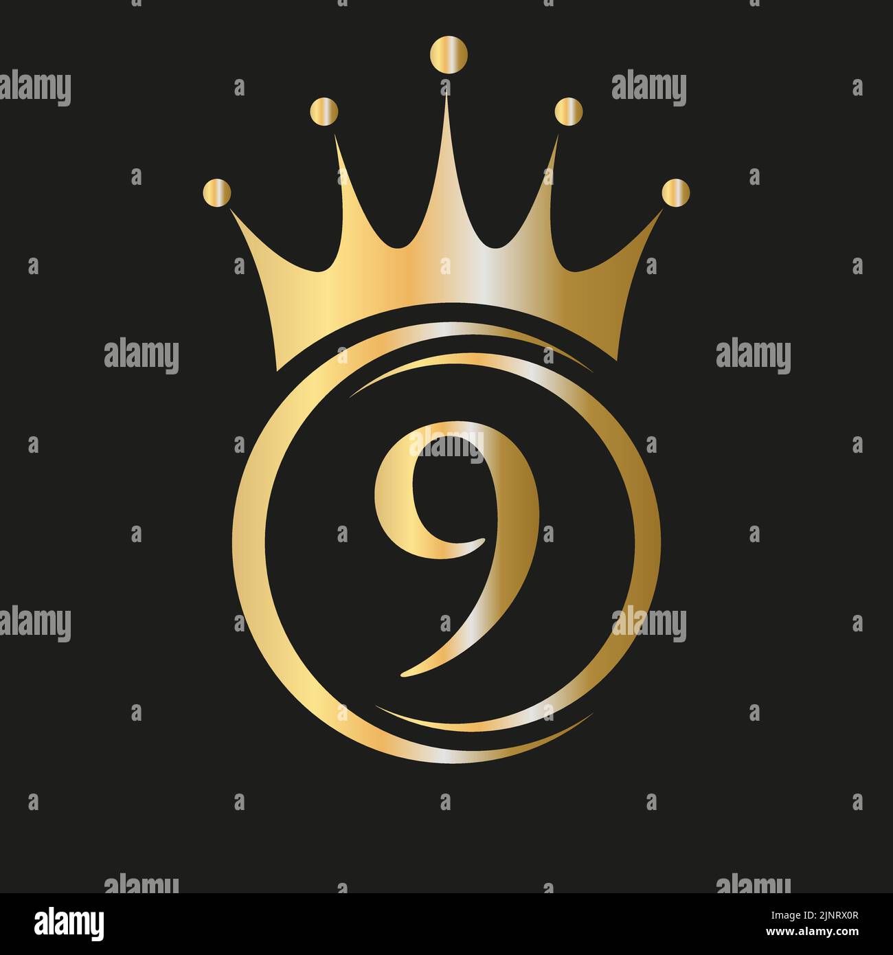 Letter 9 Crown Logo. Royal Crown Logo for Spa, Yoga, Beauty, Fashion ...