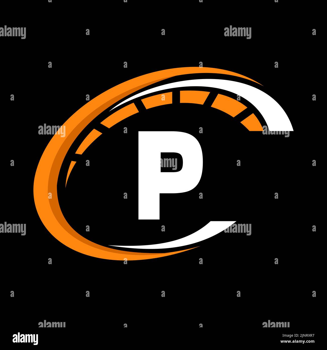 Sport Car Logo On Letter P Speed Concept. Car Automotive Template For ...