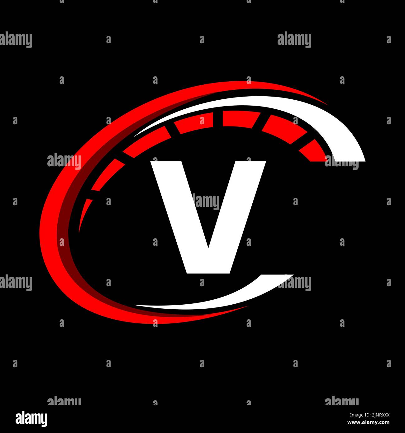 Sport Car Logo On Letter V Speed Concept. Car Automotive Template For ...