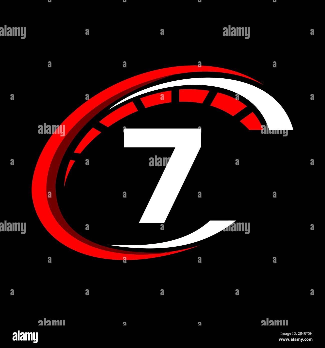 Sport Car Logo On Letter 7 Speed Concept. Car Automotive Template For ...