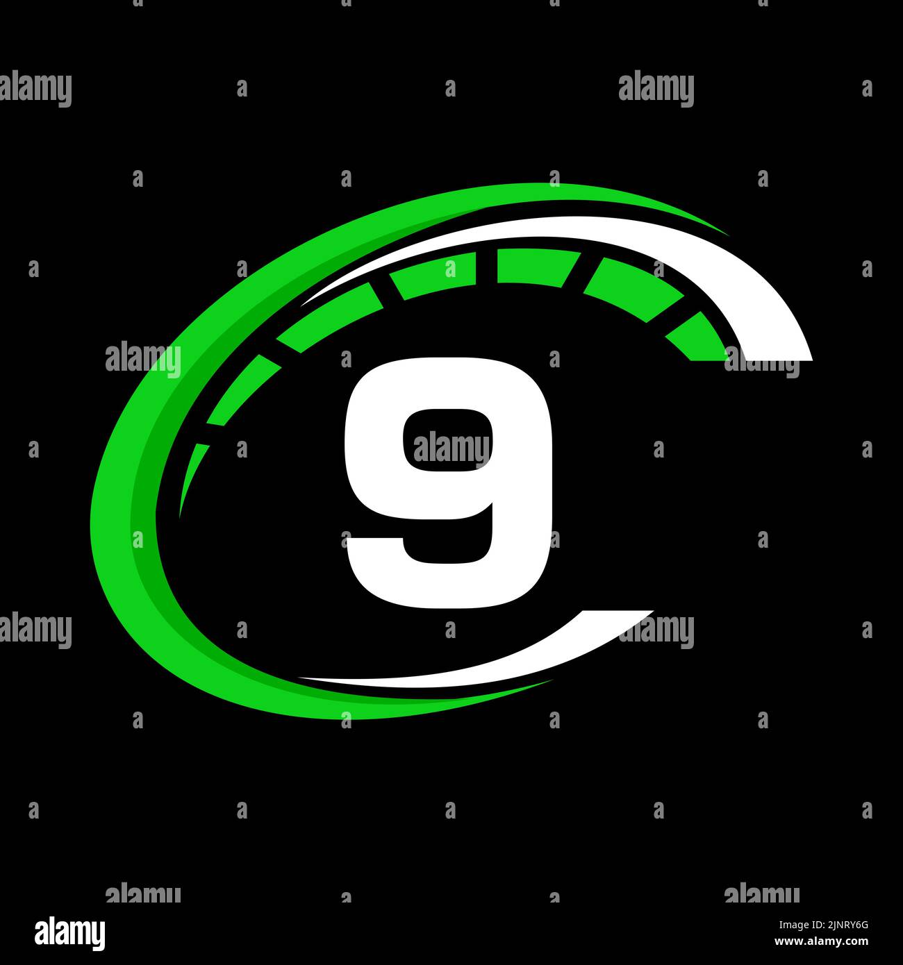 Sport Car Logo On Letter 9 Speed Concept. Car Automotive Template For ...